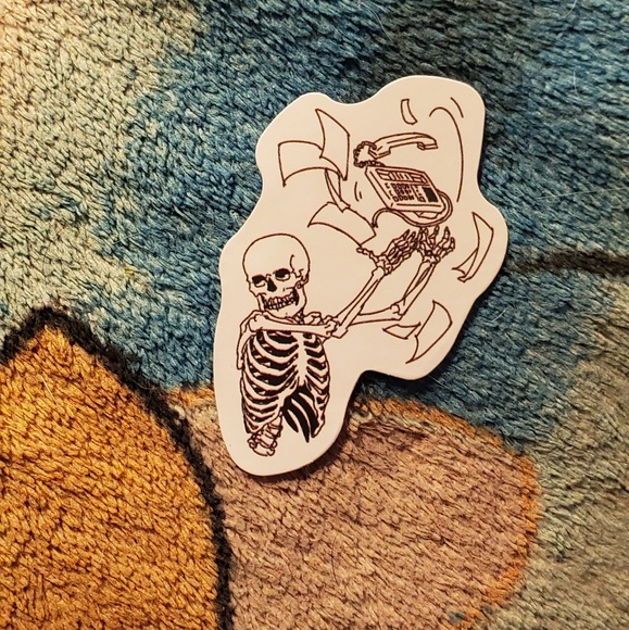 Other | Skeleton Throwing Phone Sticker | Poshmark